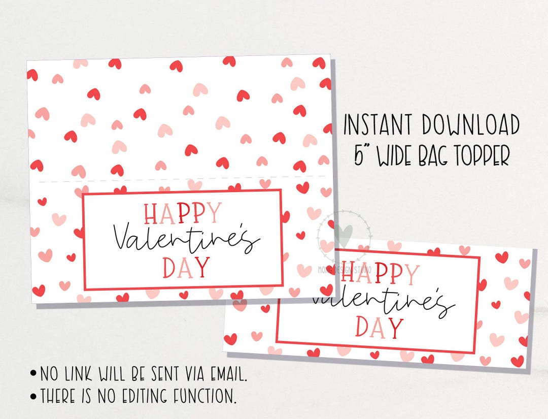 Valentine Bag Topper/ Printable Treat Bag Toppers/ Instant Download - Etsy