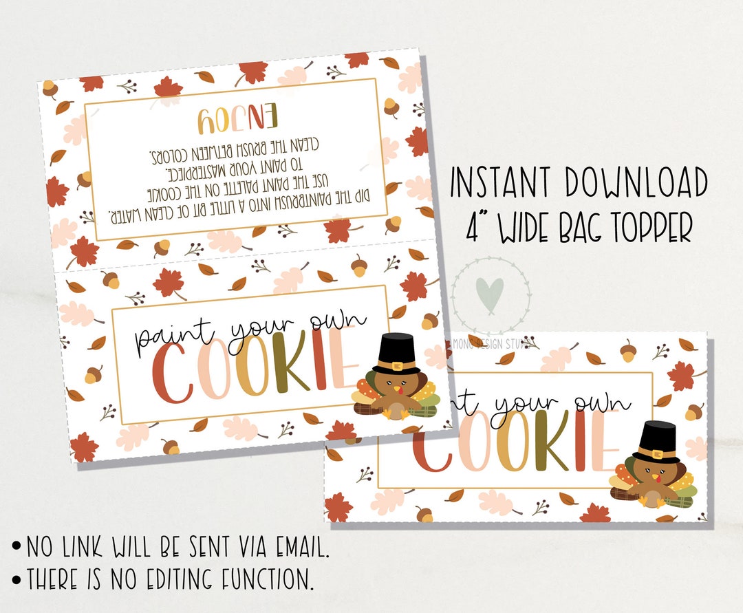 Fall PYO Cookie Treat Bag Topper/thanksgiving Day Printable Treat Bag ...