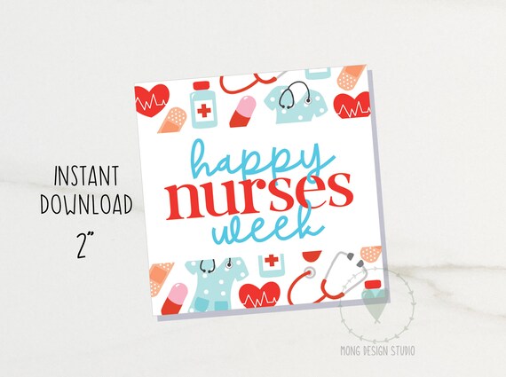 Happy Nurses Week Printable Cookie Tag/ Nurse Appreciation | Etsy