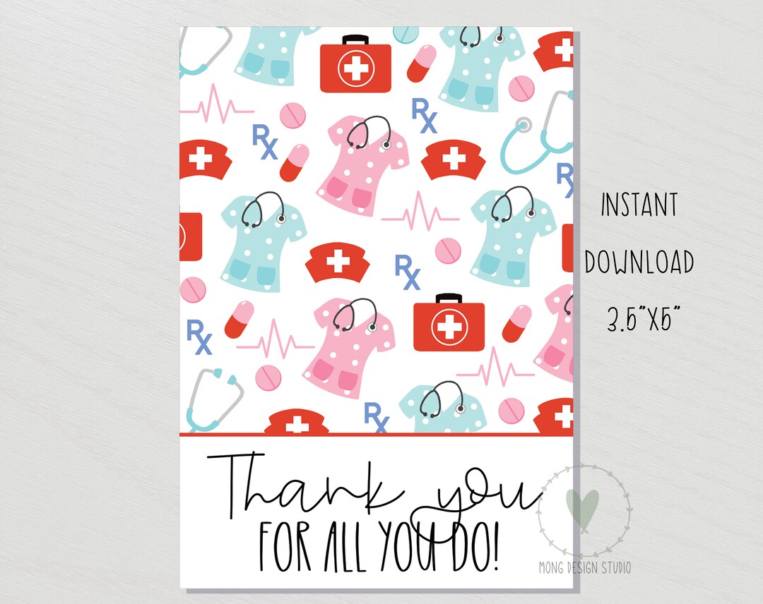 Thank You for All You Do Printable Cookie Card/ Nurse Appreciation Mini ...