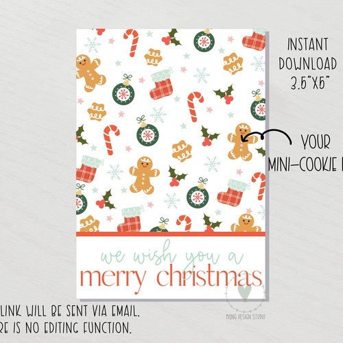 Christmas Printable Gift Card Printable Cookie Card Instant - Etsy