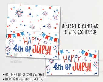 Happy 4th of July Printable Cookie Treat Bag Toppers/ America/ - Etsy