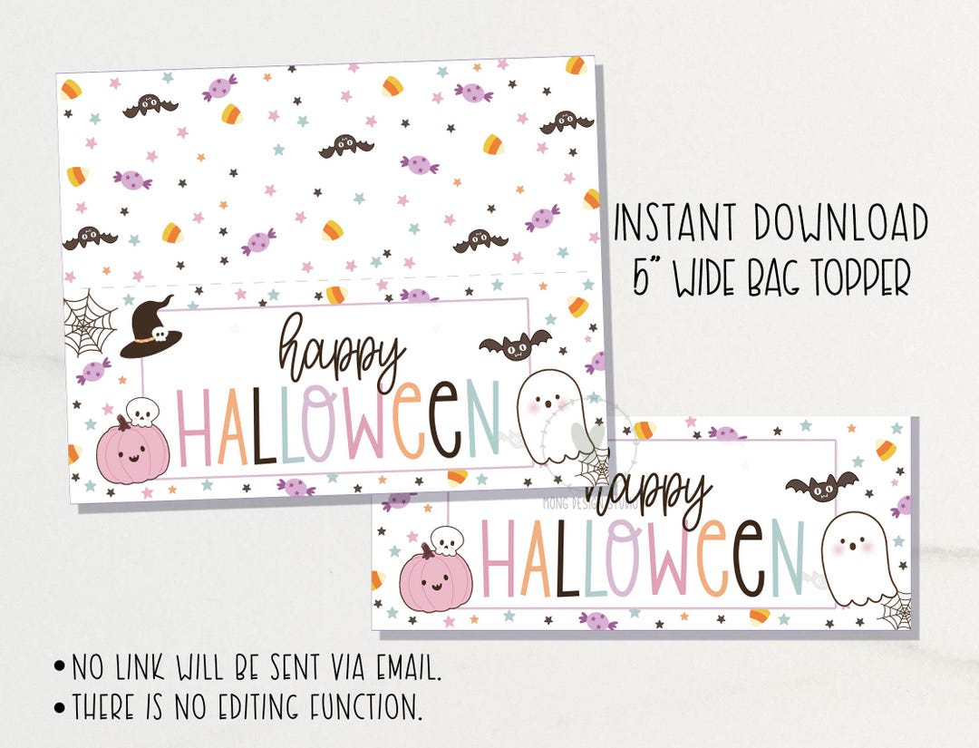 Happy Halloween Treat Bag Toppers/ Cookie Treat Bag Toppers/ Printable ...
