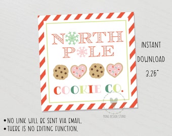 Printable North Pole Cookie Shop Label, Elf Cookie Tag, Mini Cookie Box ...