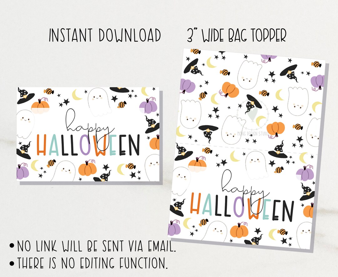 Happy Halloween Treat Bag Toppers/ Cookie Treat Bag Toppers/ Printable ...