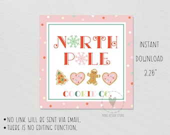 Printable North Pole Cookie Shop Label, Elf Cookie Tag, Mini Cookie Box ...