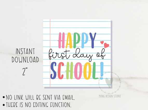 Happy First Day of School Tag Back to School Tag Printable - Etsy