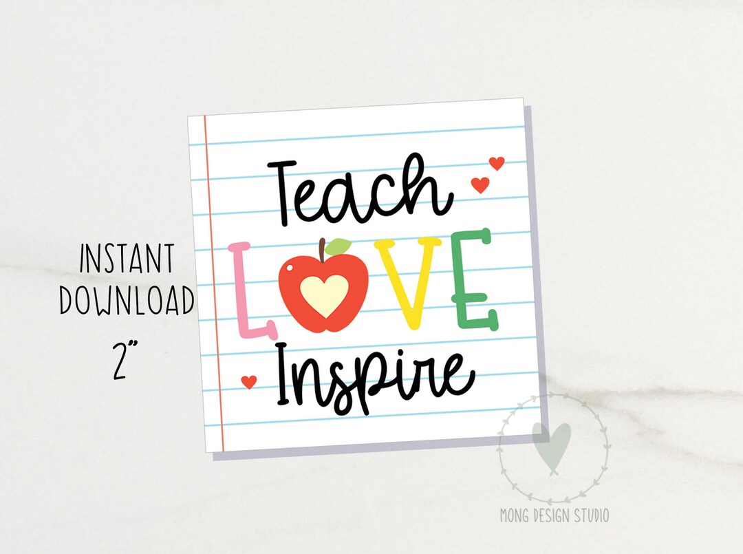 Teach Love Inspire/teacher Appreciation - 2" Square/ TEACHER Thank You ...