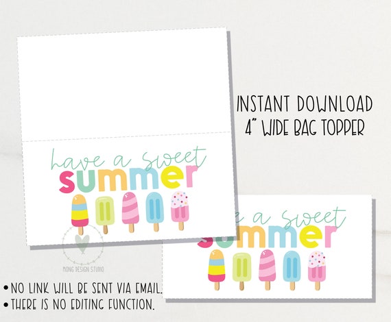 Have a Sweet Summer Cookie Treat Bag Topper/ Summer Printable - Etsy