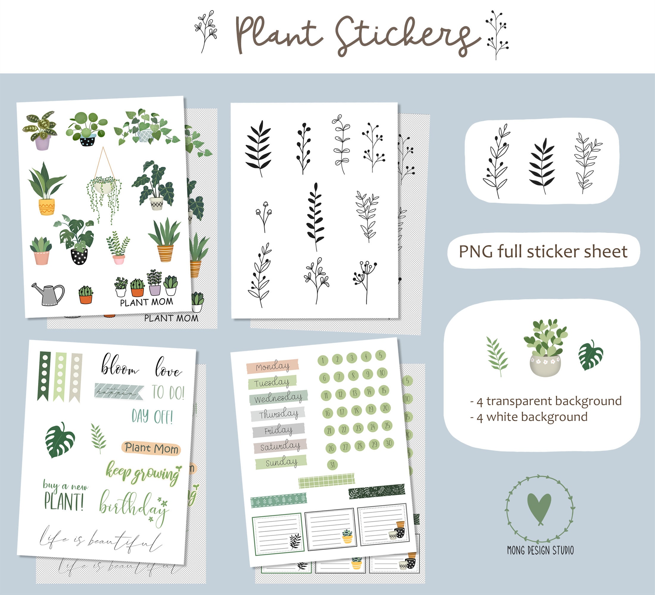 Plant Digital Planner Sticker Goodnotes Sticker Ipad Digital - Etsy