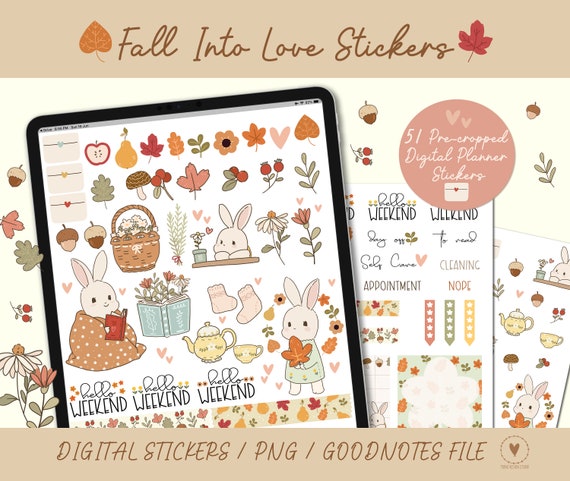 Fall Into Love Stickers Goodnotes Stickers/digital Stickers/ - Etsy