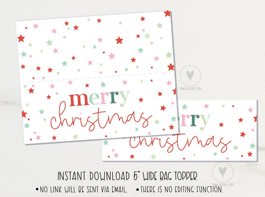 Christmas Cookie Treat Bag Topper/ Merry Christmas Printable Treat Bag ...
