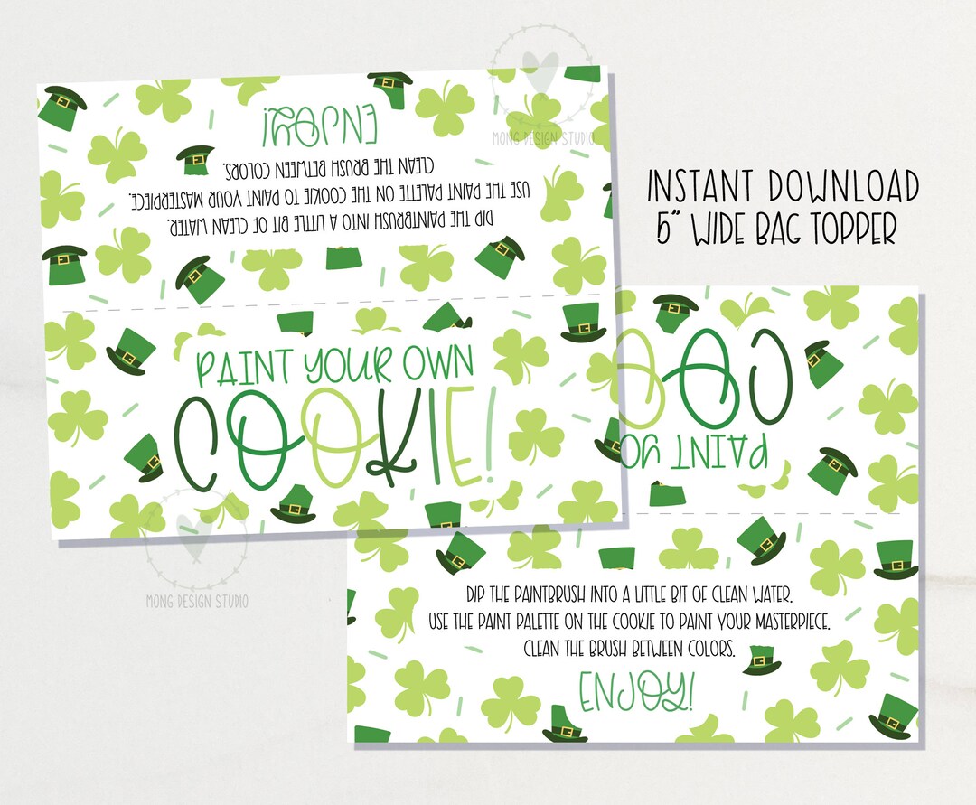 St. Patricks's Day PYO Cookie Treat Bag Topper/ Printable Treat Bag ...