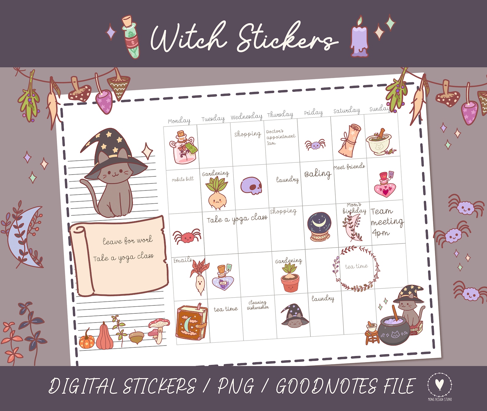 Witch Goodnotes Stickers/digital Stickers/ Witch Digital Planner ...