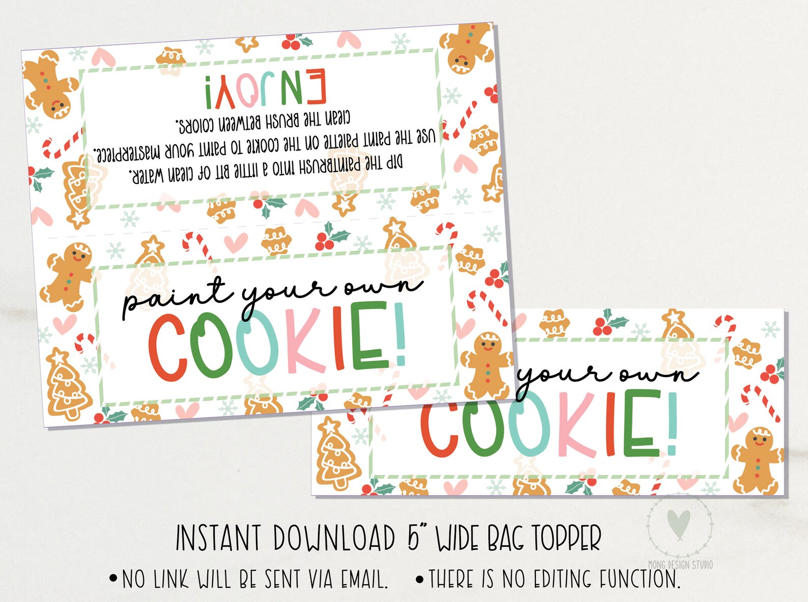 Christmas PYO Cookie Treat Bag Topper/ Printable Treat Bag - Etsy