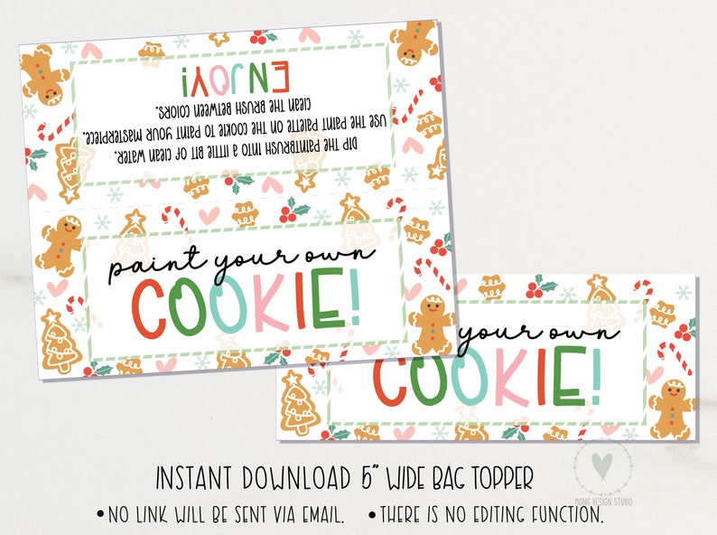 Christmas PYO Cookie Treat Bag Topper/ Printable Treat Bag - Etsy