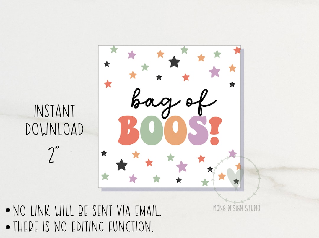 Bag of Boos Cookie Tag/ Printable Cookie Tag/ Instant Download ...