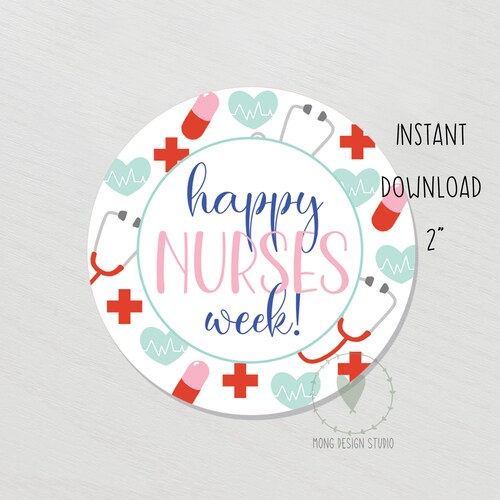 Happy Nurses Week Printable Cookie Tag/ Nurse Appreciation | Etsy