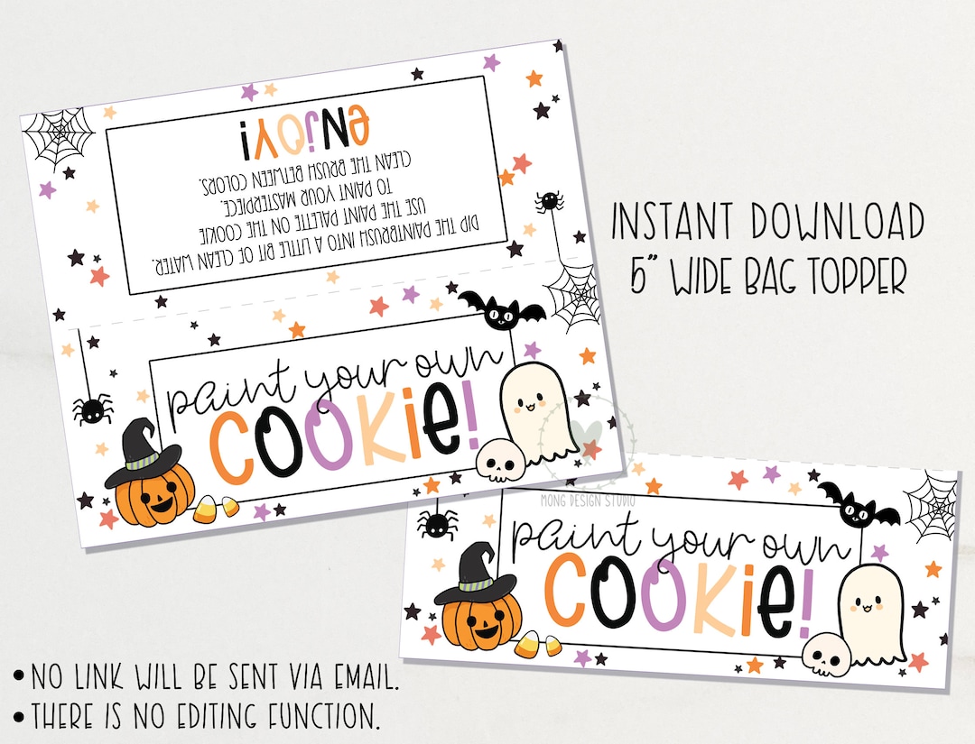 Halloween PYO Cookie Treat Bag Topper/ Printable Treat Bag Toppers ...