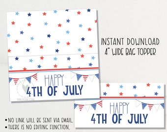 Happy 4th of July Printable Cookie Treat Bag Toppers/ America/ - Etsy