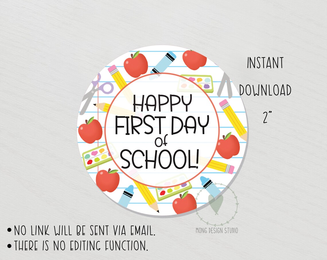 Happy First Day of School Tag Back to School Tag Printable - Etsy