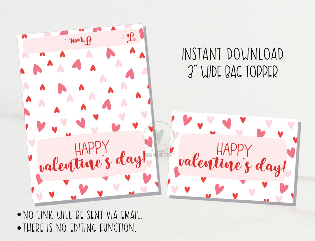 Happy Valentine's Day PRINTABLE BAG TOPPER/ Valentine's Day Bag Topper ...