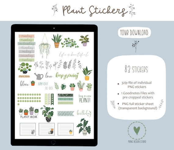 Plant Digital Planner Sticker Goodnotes Sticker Ipad Digital - Etsy
