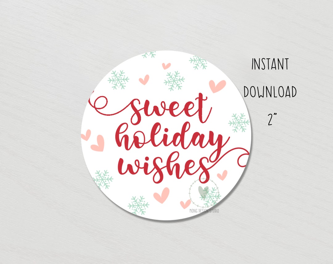 Sweet Holiday Wishes Printable Cookie Tag/ Christmas Tags/ Printable ...