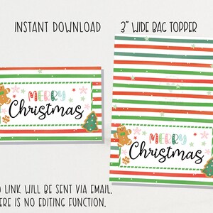 Christmas Cookie Treat Bag Topper/ Merry Christmas Printable Treat Bag ...