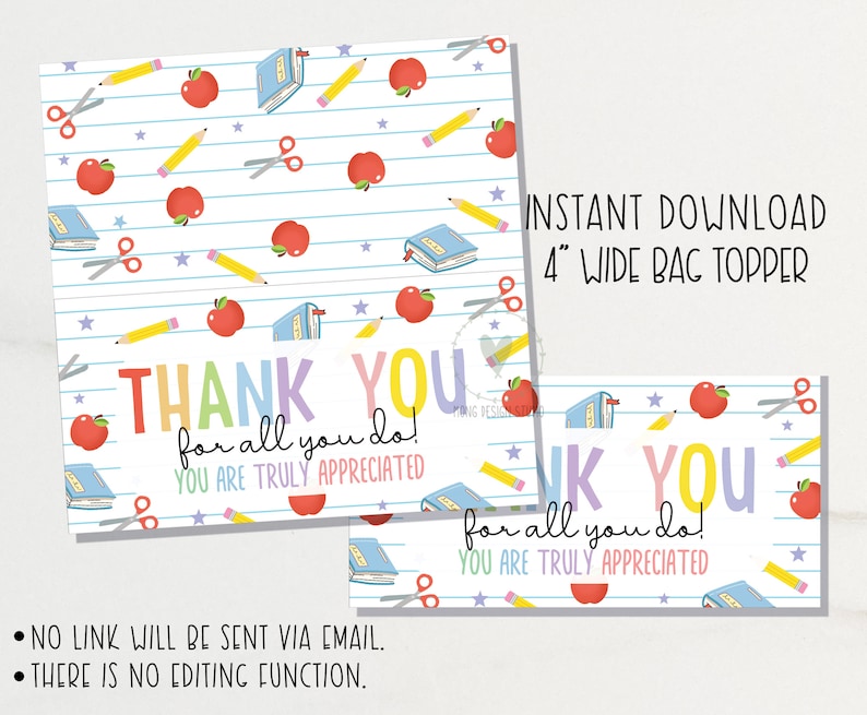 Thank You for All You Do Cookie Treat Bag Topper/ Teacher Appreciation ...