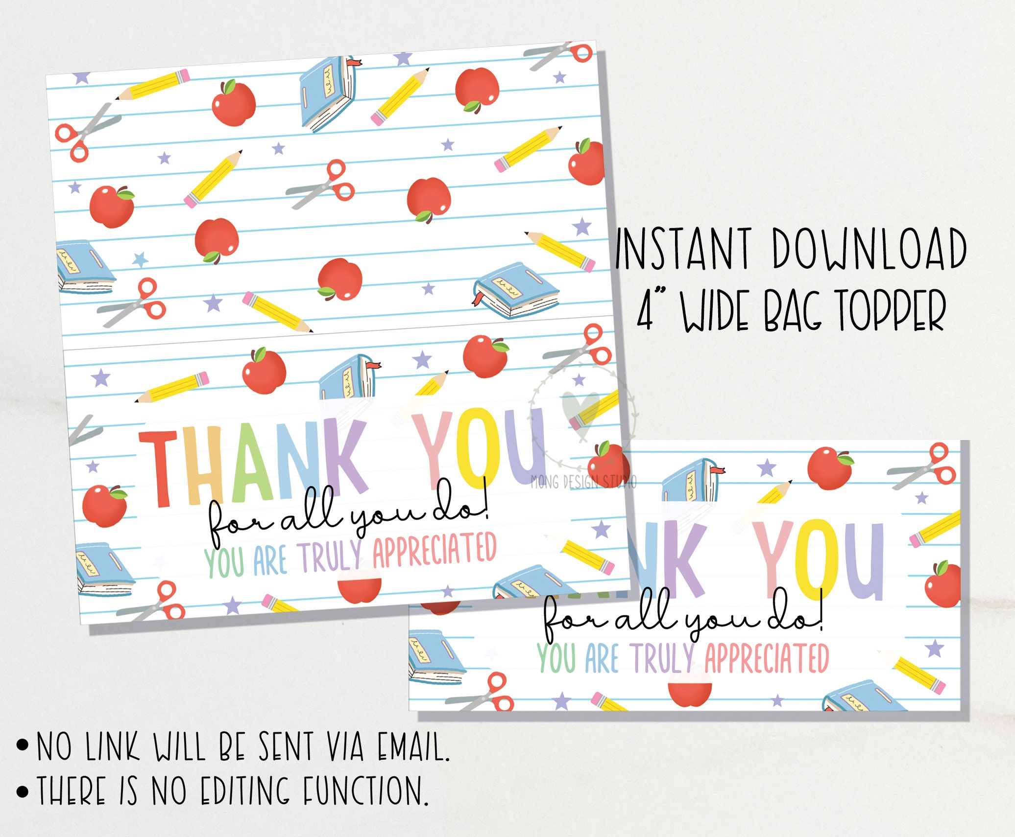 Thank You for All You Do Cookie Treat Bag Topper/ Teacher Appreciation ...