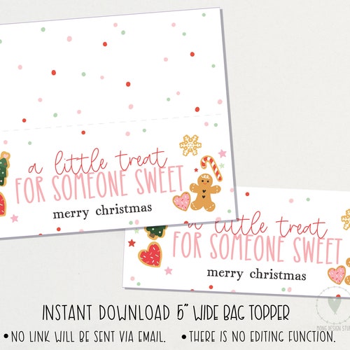 Christmas PYO Cookie Treat Bag Topper/ Printable Treat Bag - Etsy