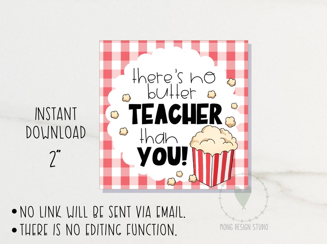 Teacher Appreciation Gift Tag/ Popcorn Cookie Packaging/ End of School ...