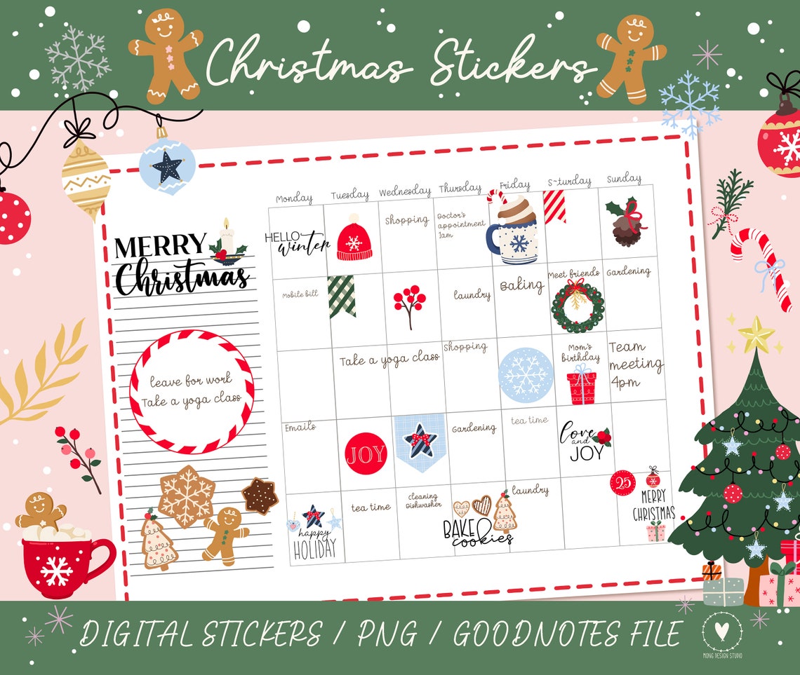 Christmas Goodnotes Stickers/ Winter Digital Stickers/ Christmas ...