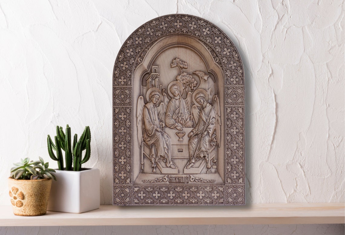 Holy Trinity Wood Carved Icon丨orthodox Icon of Holy Trinity | Etsy