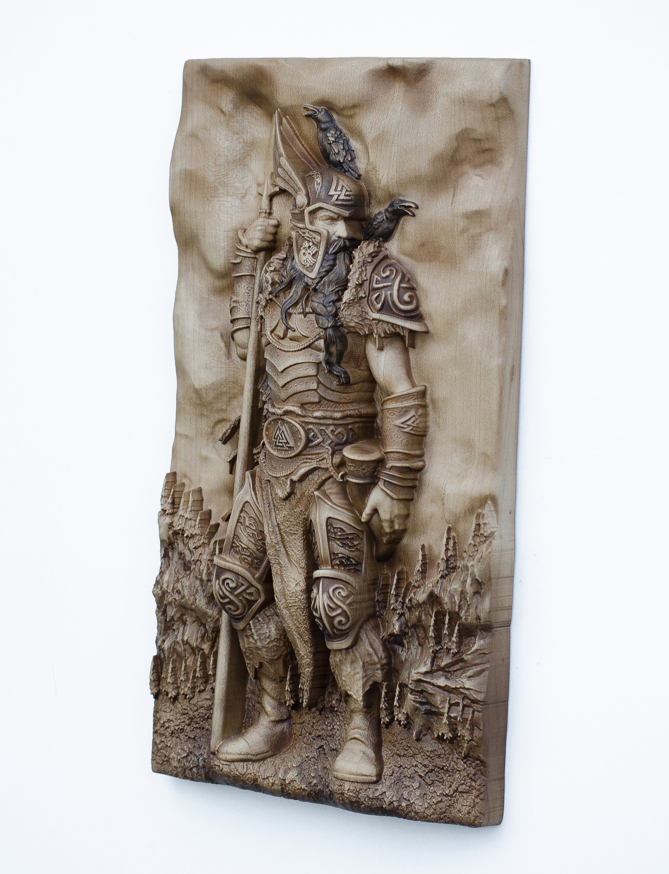Scandinavian God Odin Wood Carving丨wood Carved Viking Decor丨highly ...