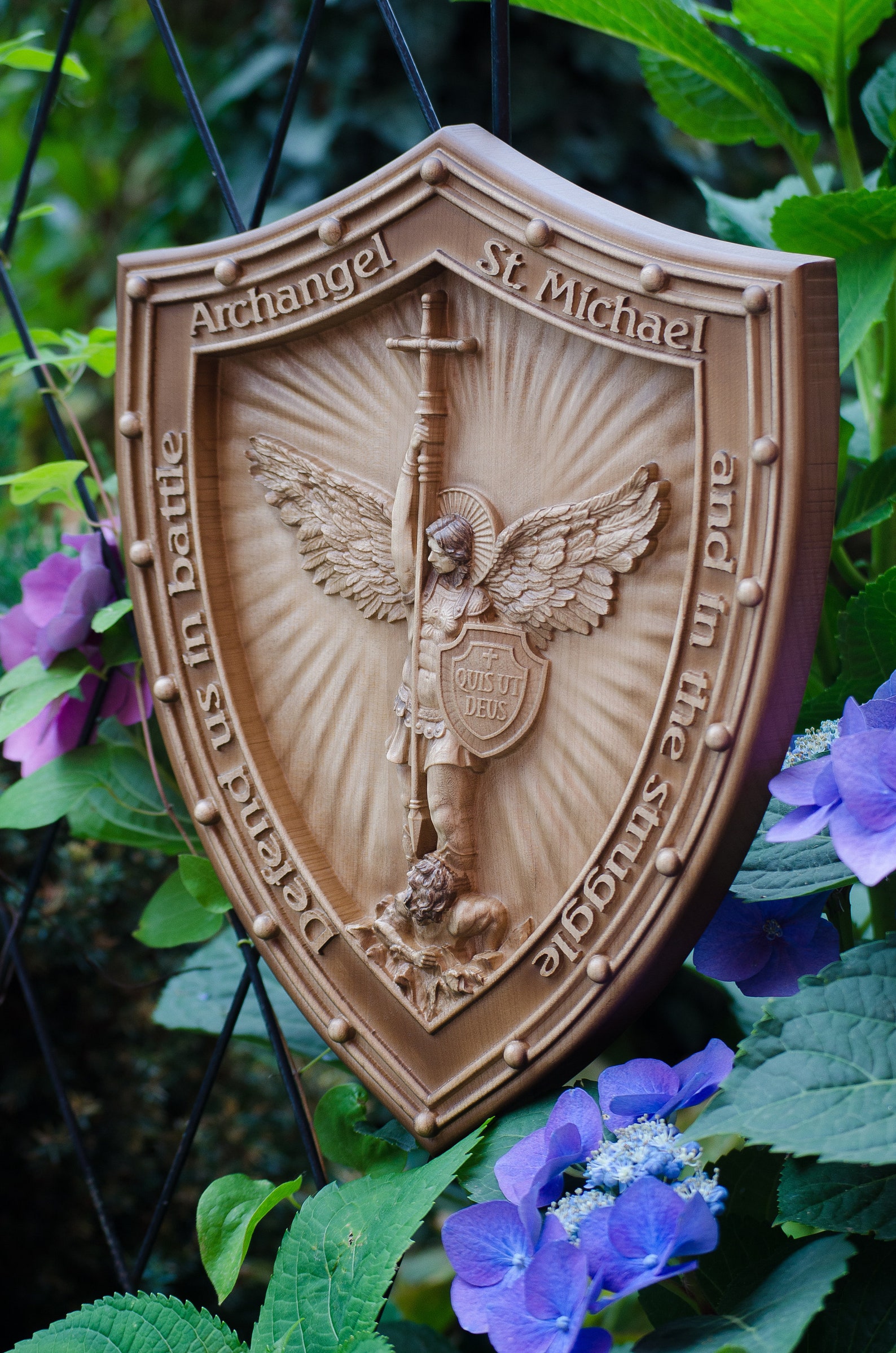 Shield With St Michael Wood Carving丨archangel Michael in - Etsy