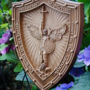 Shield With St Michael Wood Carving丨archangel Michael in Battle Wood ...