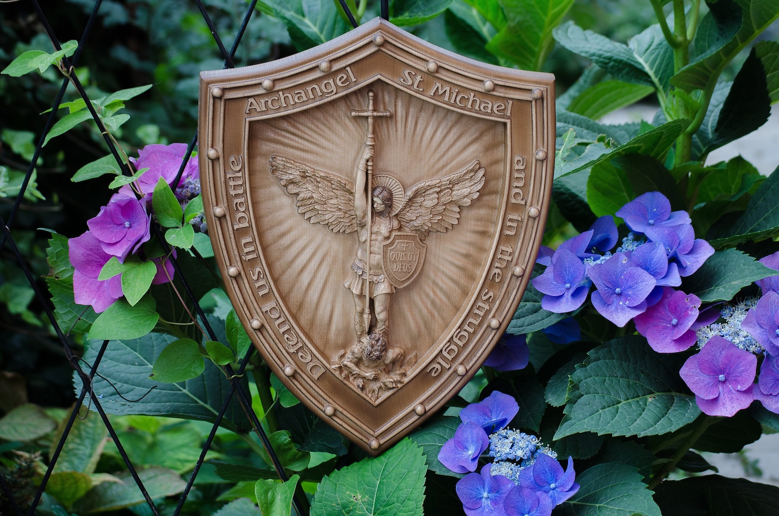 Shield With St Michael Wood Carving丨archangel Michael in - Etsy