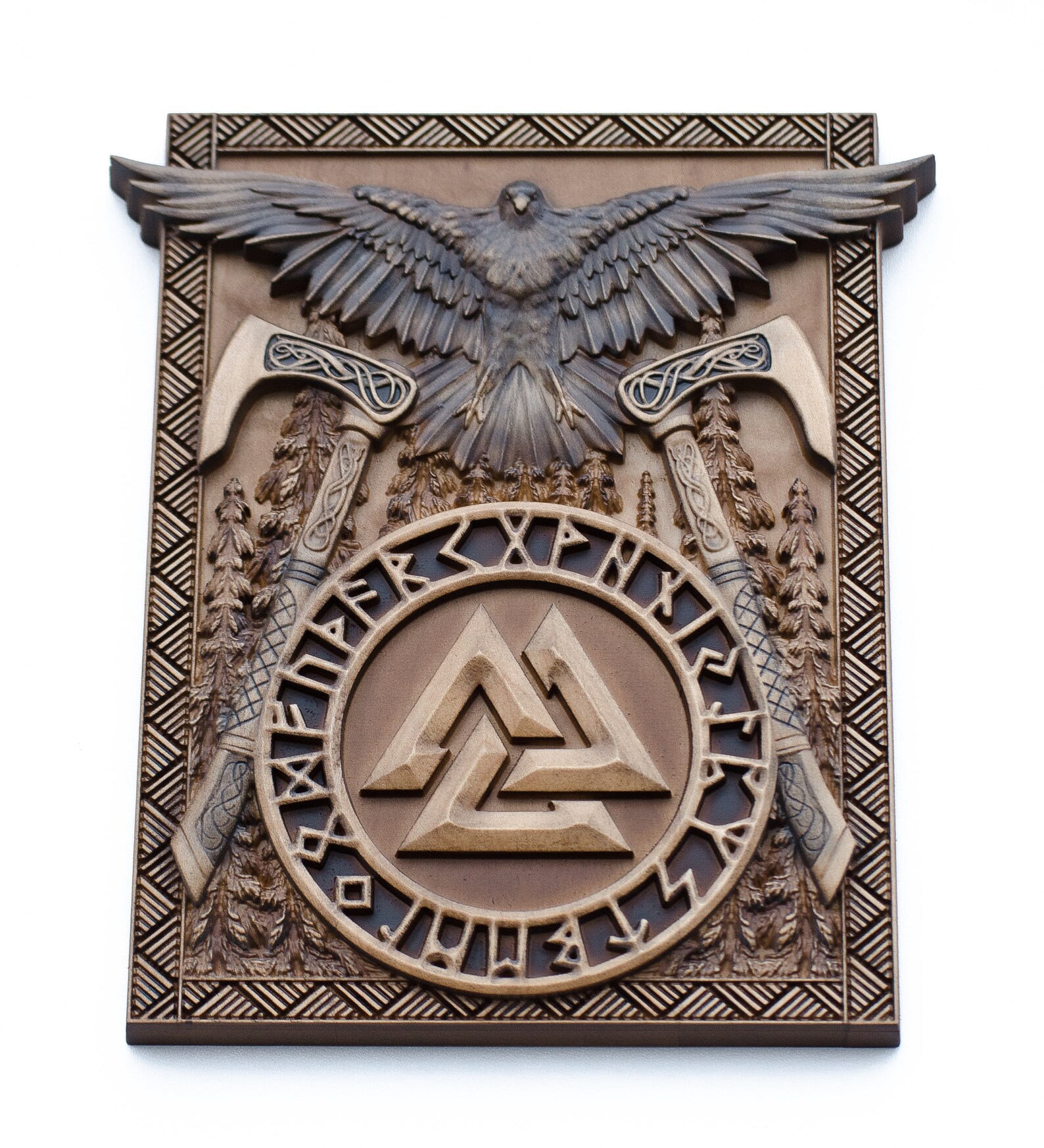 Viking Valknut Runes Wood Carving丨symbol of the Knot of the Fallen in ...