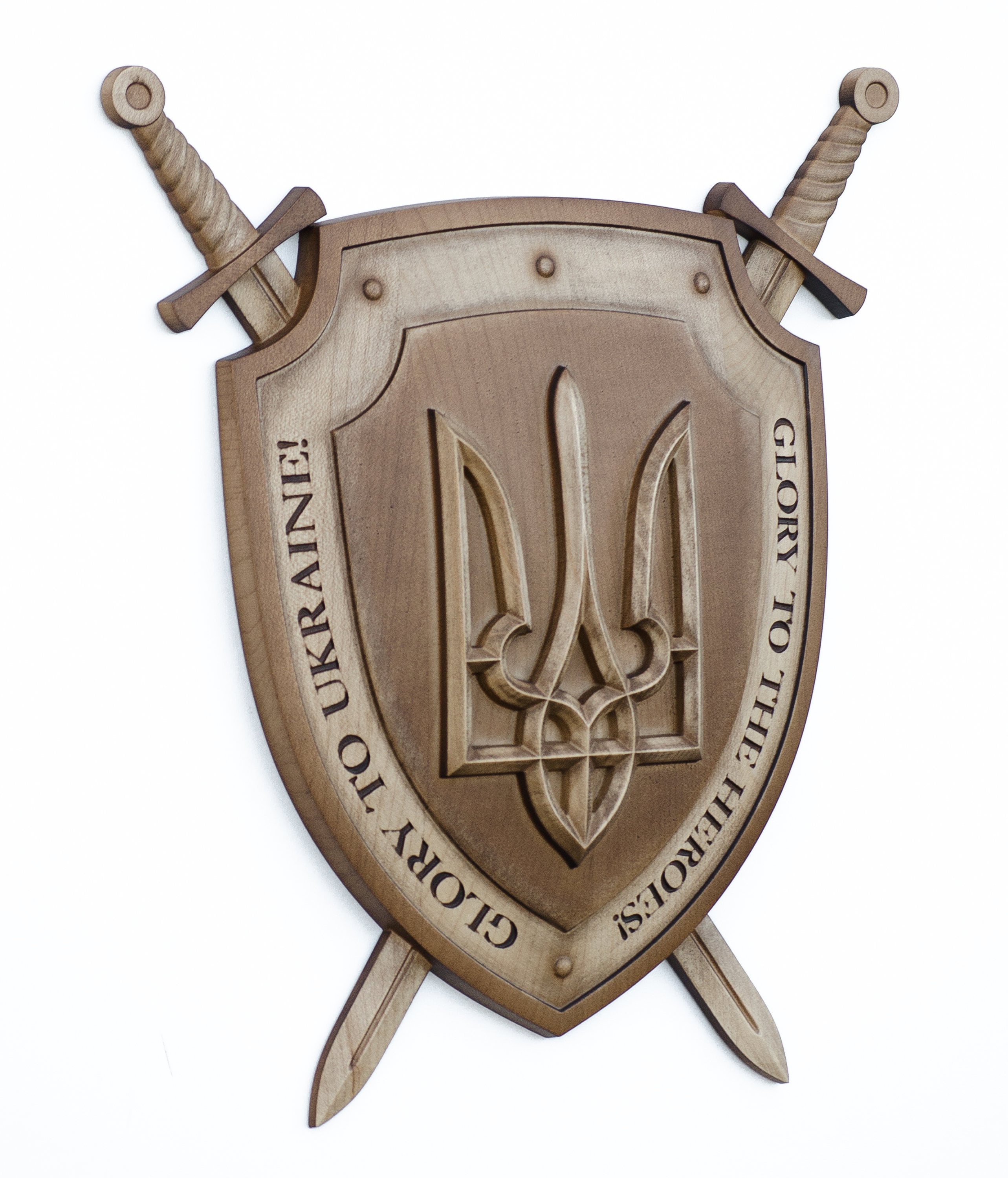 Ukrainian Trident on a Shield With Swords丨coat of Arms of Ukraine Wood ...