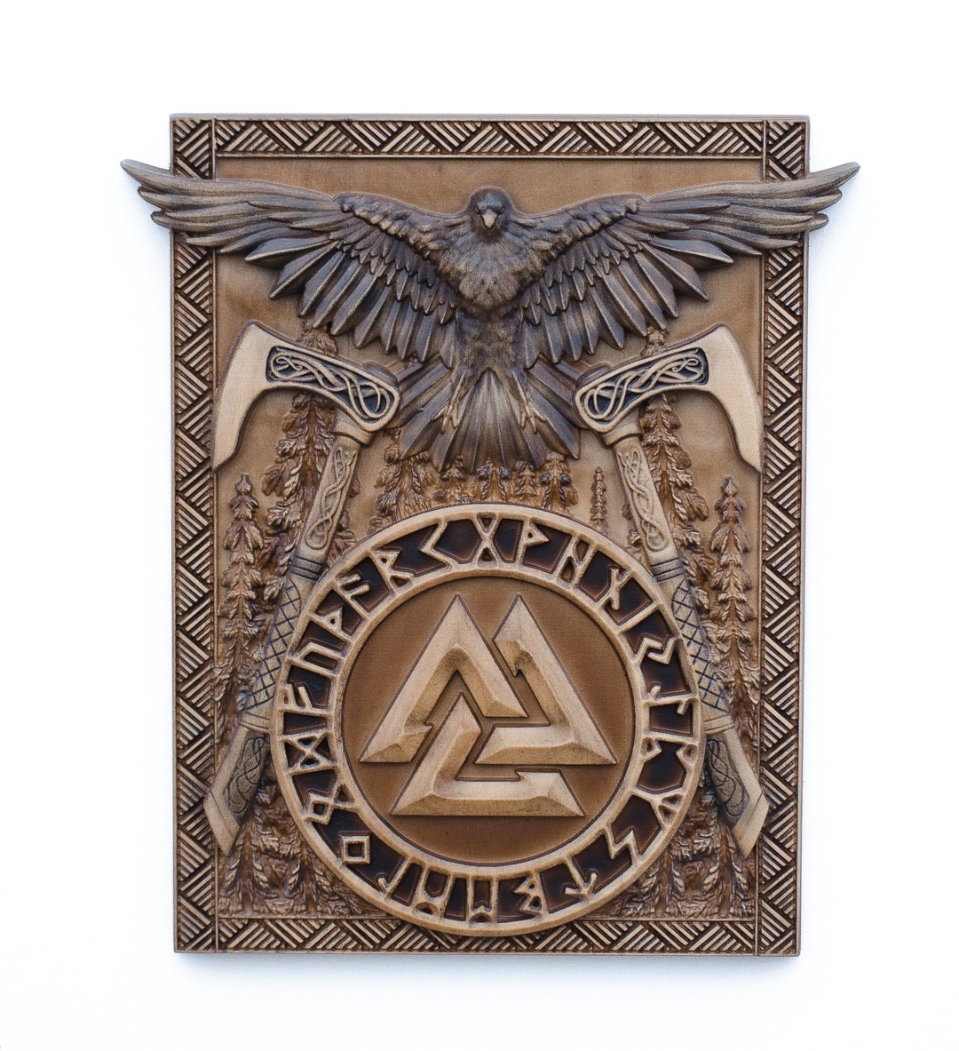 Viking Valknut Runes Wood Carving丨symbol of the Knot of the Fallen in ...