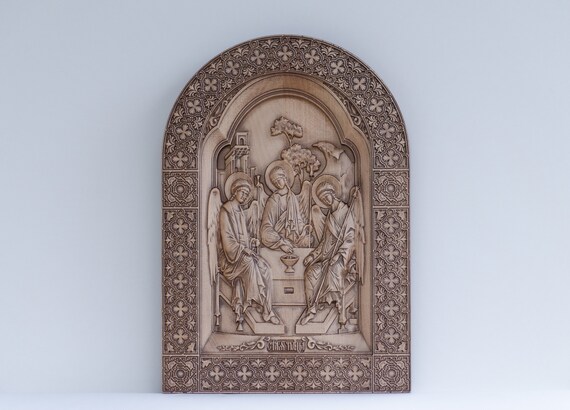 Holy Trinity Wood Carved Icon丨orthodox Icon of Holy Trinity | Etsy