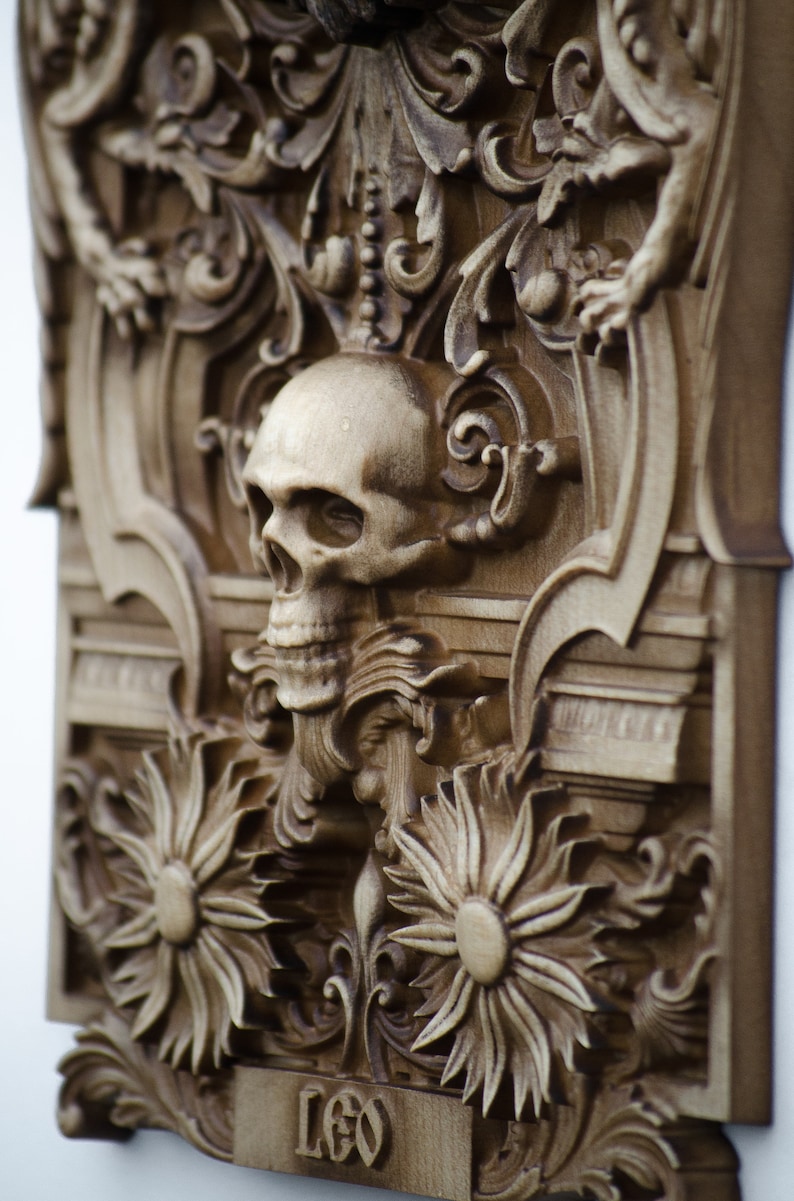 Lion Head and Skull Wood Carving丨roaring Lion and Skull Wood - Etsy