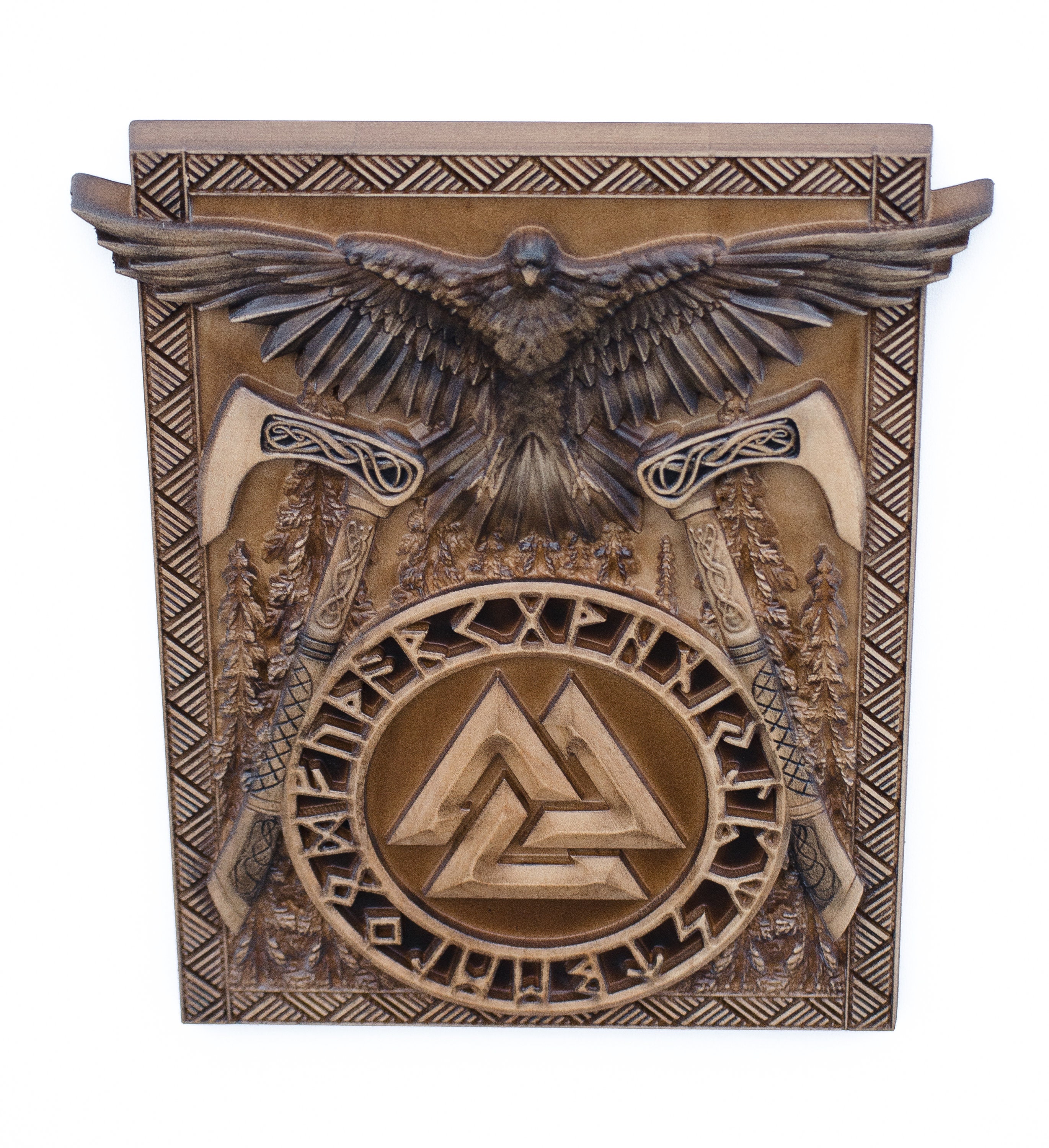 Viking Valknut Runes Wood Carving丨symbol of the Knot of the Fallen in ...