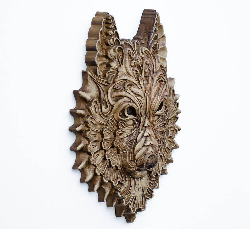 Wolf Wood Carving丨wolf Head Wall Décor丨highly Detailed 3D Wood Carved ...