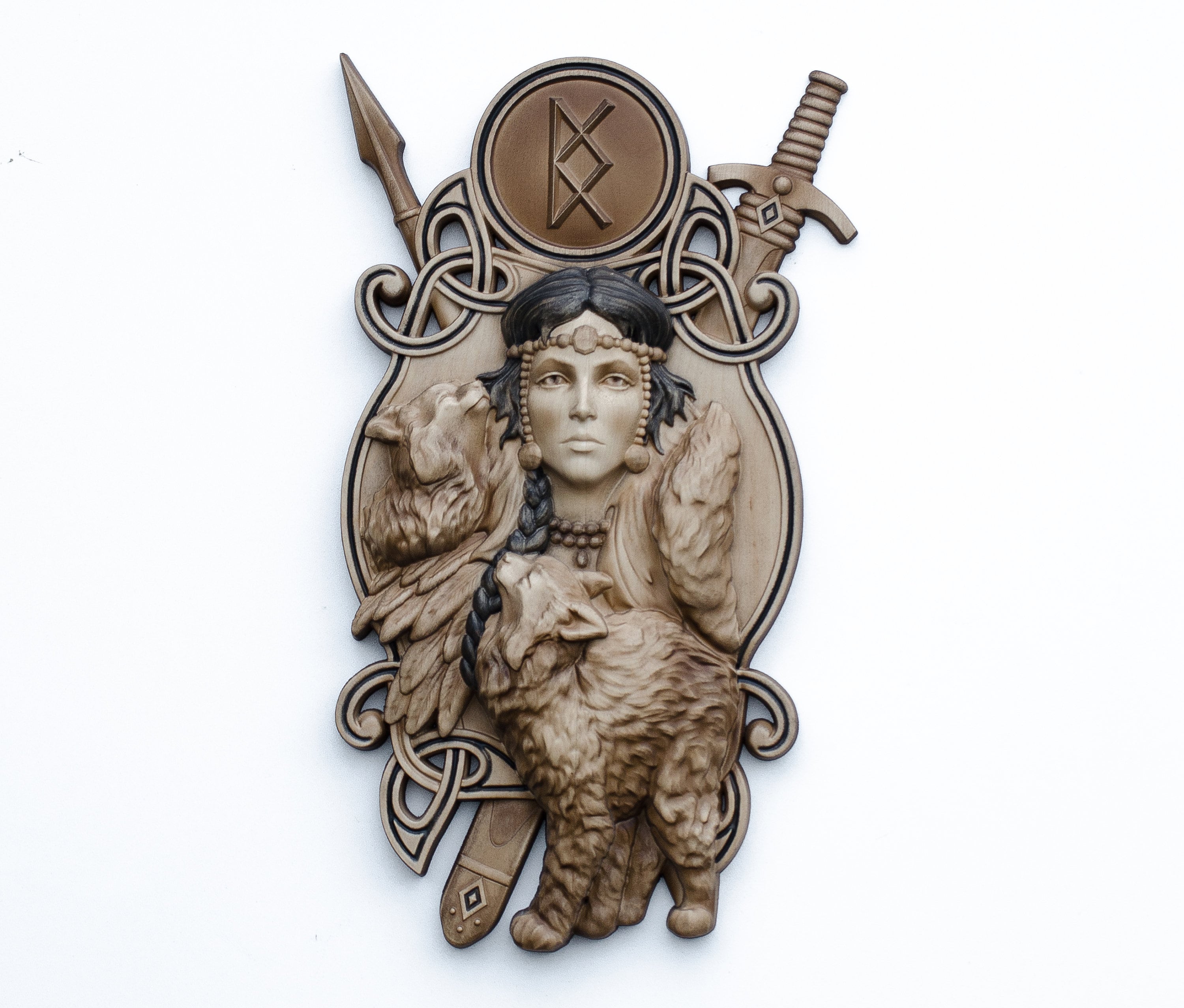 Norse Goddess Freya Wood Carving丨wood Carved Viking Decor丨highly ...