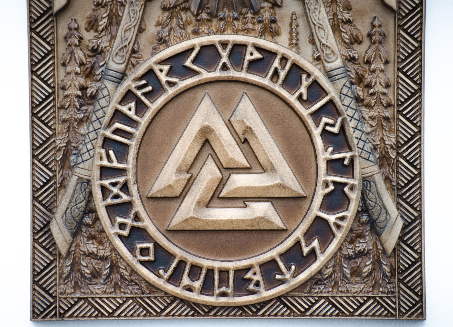 Viking Valknut Runes Wood Carving丨symbol of the Knot of the Fallen in ...