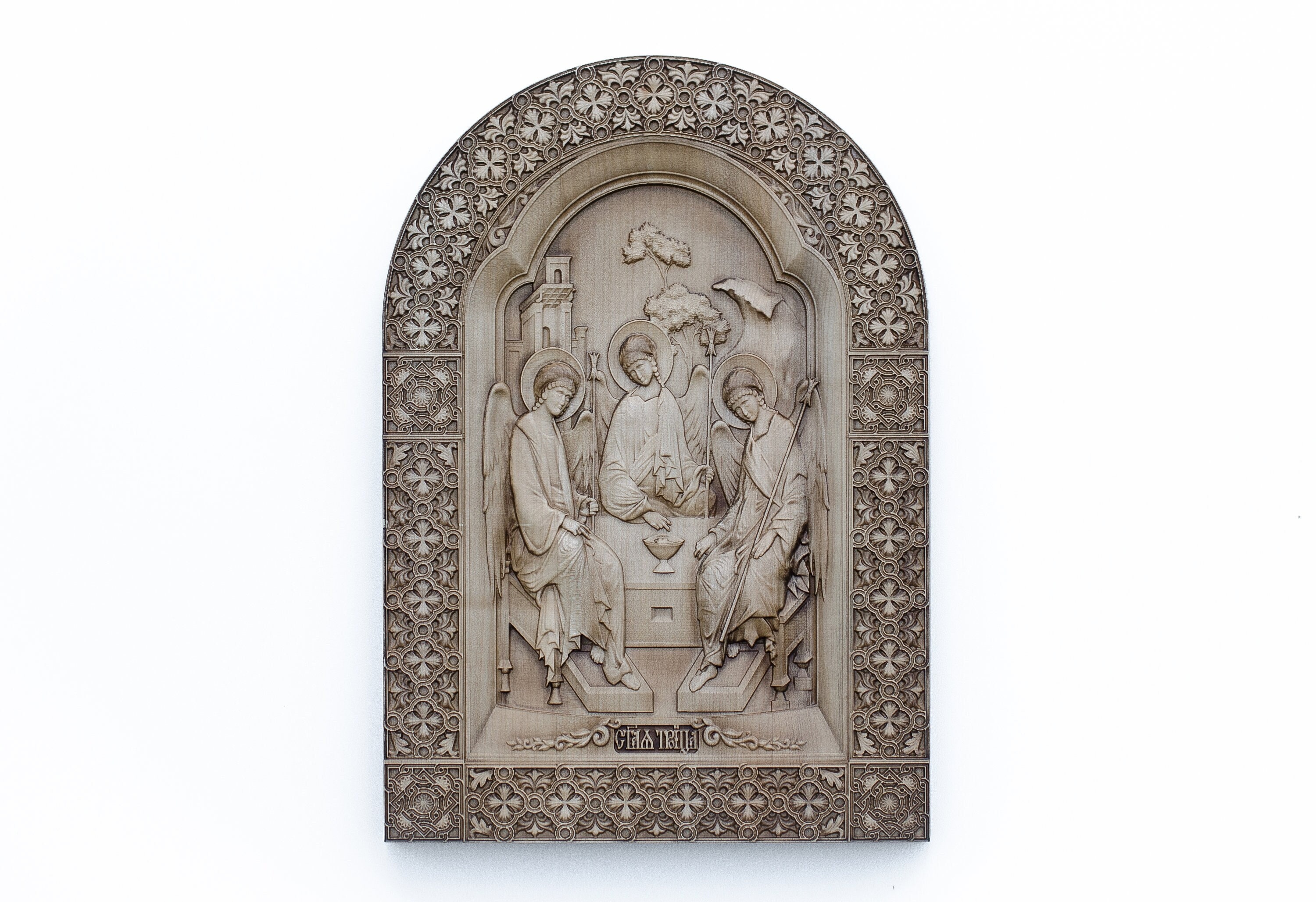 Holy Trinity Wood Carved Icon丨orthodox Icon of Holy Trinity Wood ...