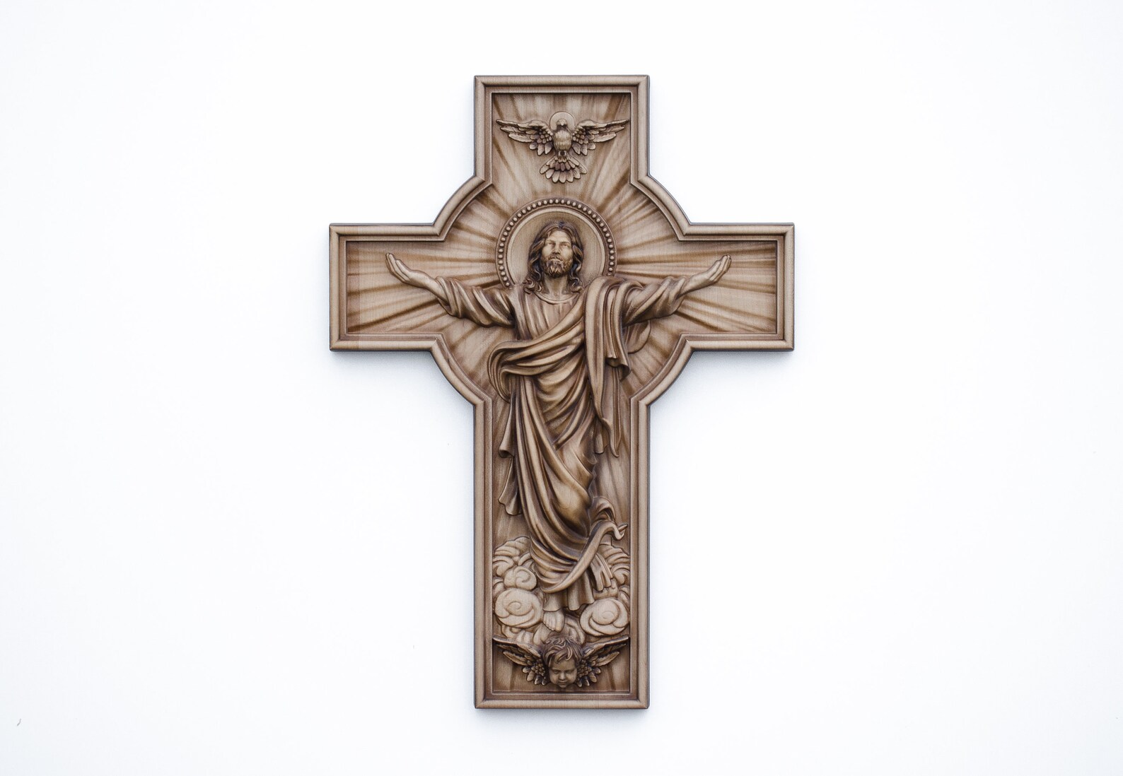 Wall Cross Wood Carving丨wooden Christian Wall Crucifix丨highly Detailed ...
